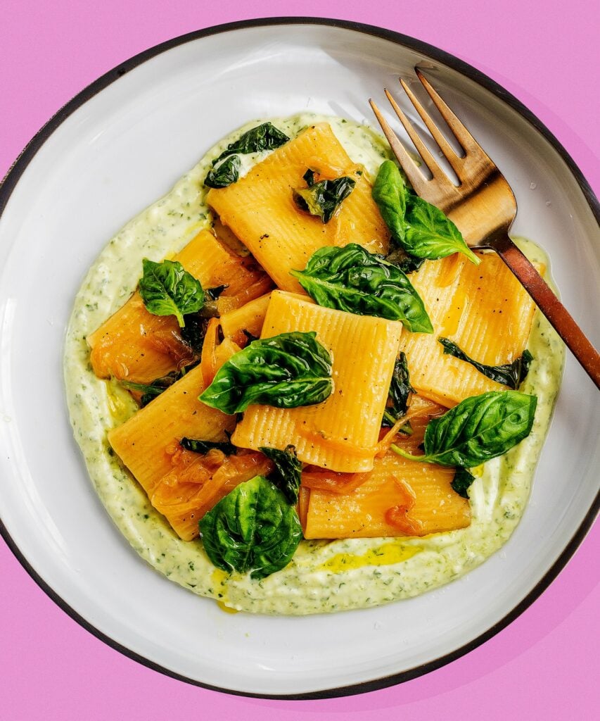 Pasta with Basil Cream | Exploring Vegan