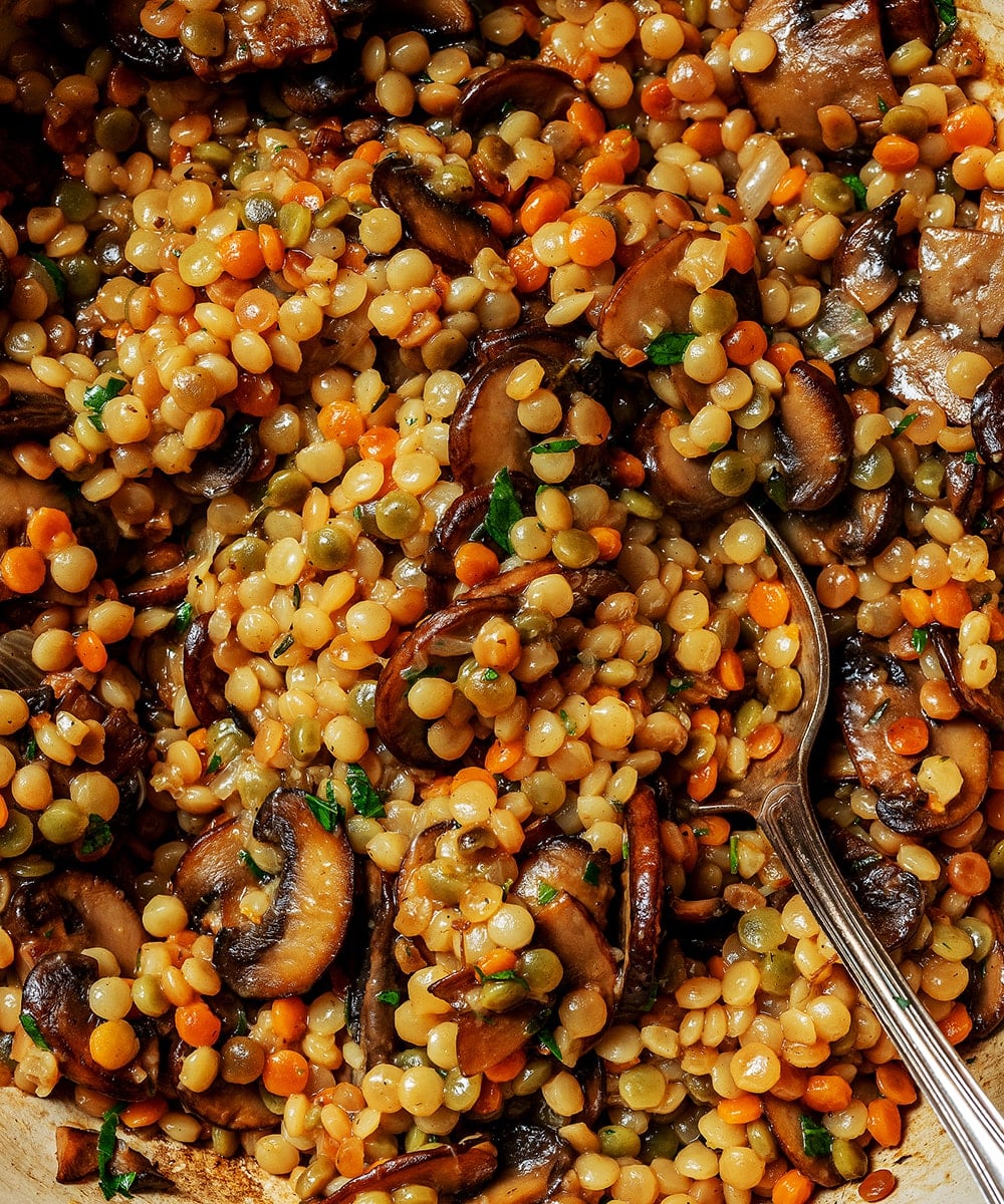 Pearl Couscous with Mushrooms | Exploring Vegan