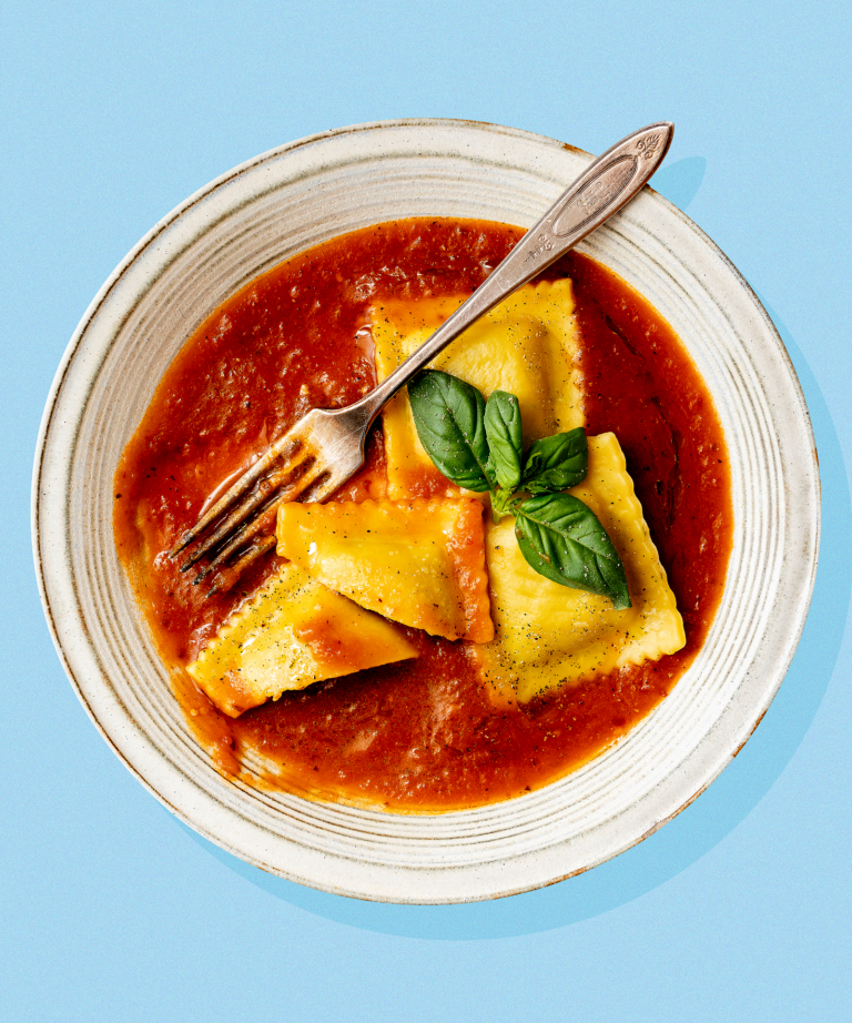 Vegan Ravioli in Caramelized Onion Tomato Sauce | Exploring Vegan